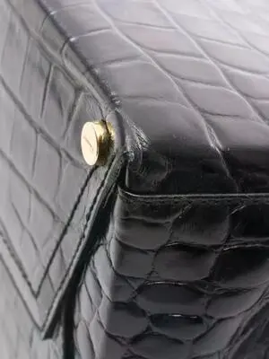 FERRAGAMO 2010s Vala Croc-embossed Handbag