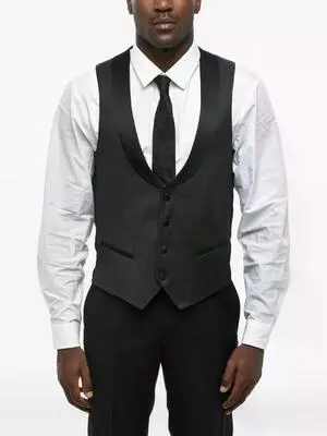 Corneliani Satin-lapel Virgin Wool Waistcoat - Grey