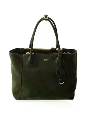 Prada Large Suede Tote Bag - Green