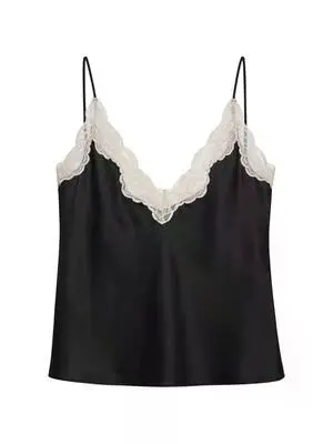 FORTE_FORTE Lace-trim Camisole Top - Black