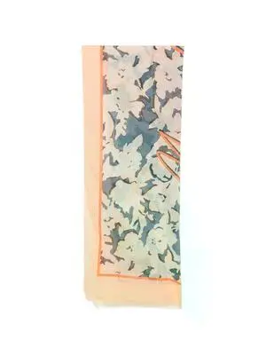 Marc O'polo Floral-print Frayed Scarf - Blue