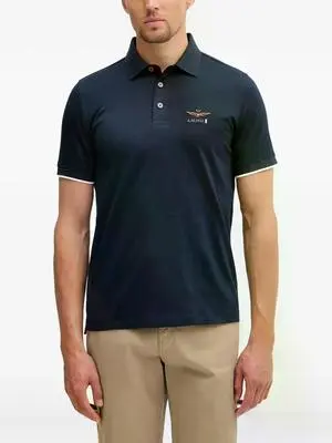 AERONAUTICA MILITARE Logo-embroidered Short-sleeve Polo Shirt - Blue