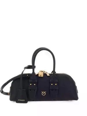Pinko Grained Leather Love Birds Shoulder Bag - Black