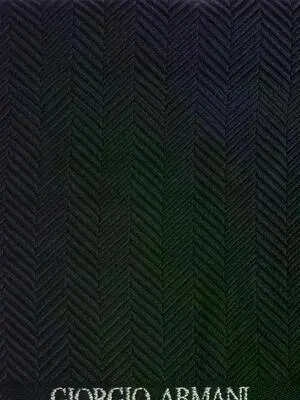 Giorgio Armani Herringbone-pattern Wool Scarf - Blue