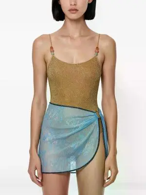 Oseree Lace-overlay Wrap Cover-up Skirt