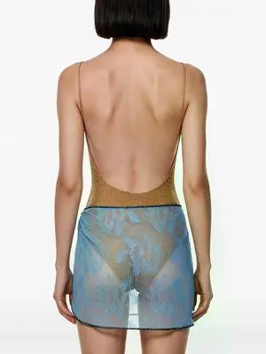 Oseree Lace-overlay Wrap Cover-up Skirt
