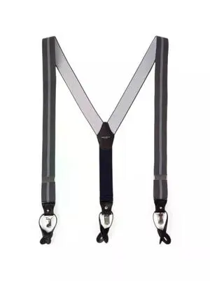 HACKETT LONDON Central Stripe Leather-trim Braces - Grey