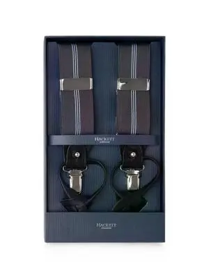 HACKETT LONDON Central Stripe Leather-trim Braces