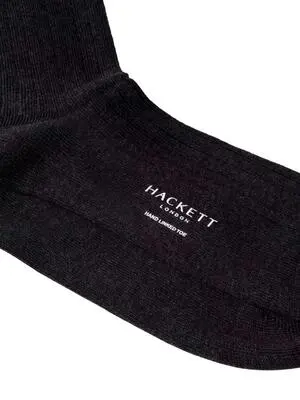 HACKETT LONDON Logo Embroidered Ribbed Knit Socks