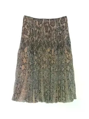 ERMANNO FIRENZE Snake-print Pleated Midi Skirt