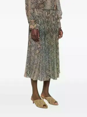 ERMANNO FIRENZE Snake-print Pleated Midi Skirt