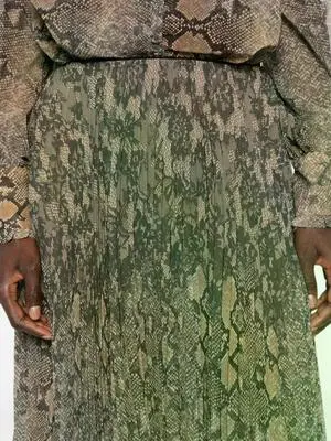 ERMANNO FIRENZE Snake-print Pleated Midi Skirt