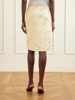 Saint Laurent Floral Brocade Midi Skirt