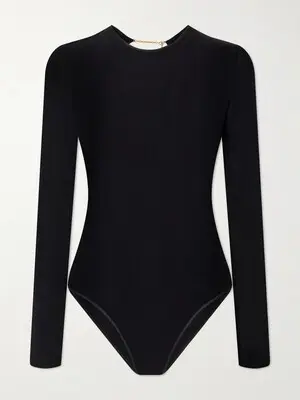 Saint Laurent Cassandre Embellished Mesh Bodysuit