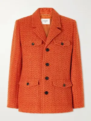 Saint Laurent Wool-blend Tweed Blazer - Orange
