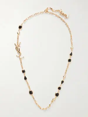 Saint Laurent Cassandre Enamel Necklace - Gold