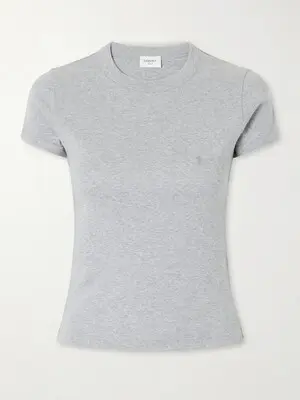 Saint Laurent Cropped Jersey T-shirt - Gray