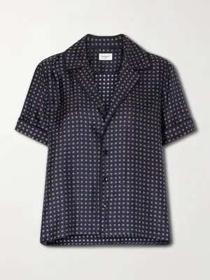 Saint Laurent Printed Silk-twill Shirt - Blue