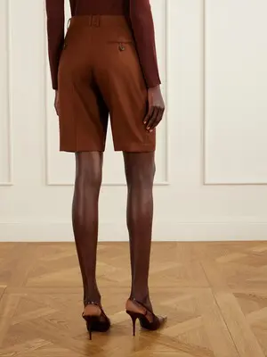 Saint Laurent Pleated Cashmere Tailored Shorts
