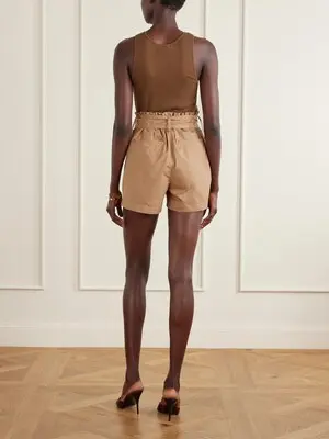 Saint Laurent Belted High-rise Cotton-twill Shorts