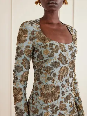 Saint Laurent Jardin Brocade Mini Dress
