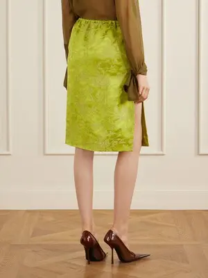 Saint Laurent Floral Brocade Midi Skirt