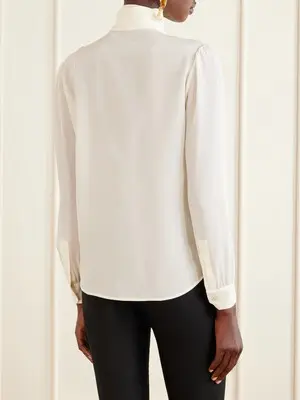 Saint Laurent Tie-detailed Silk Crepe De Chine Blouse