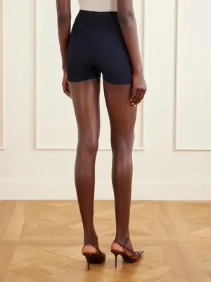 Saint Laurent Logo-embellished Ribbed Stretch-jersey Shorts
