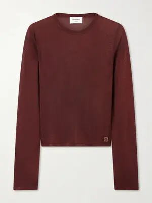 Saint Laurent Cassandre-embellished Knit T-shirt - Brown