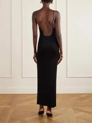 Saint Laurent Embellished Jersey Maxi Dress