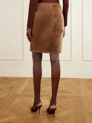 Saint Laurent Shearling Midi Skirt