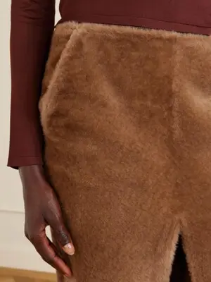 Saint Laurent Shearling Midi Skirt