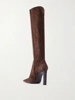 Saint Laurent Francoise 95 Suede Knee High Boots