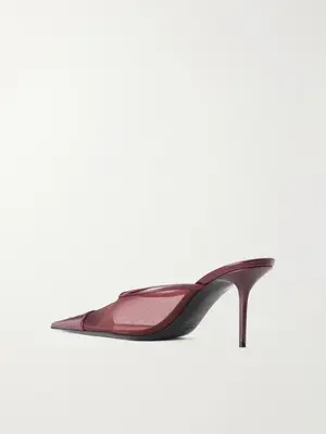 Saint Laurent Renée 75 Cassandre-embroidered Mesh And Leather Pumps