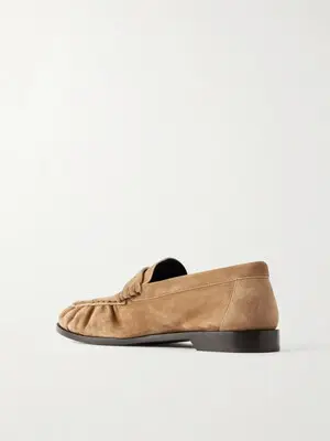 Saint Laurent Le Loafer Cassandre-embellished Suede Loafers