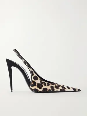 Saint Laurent Guermantes 110 Pony Hair Slingback Pumps - Multi