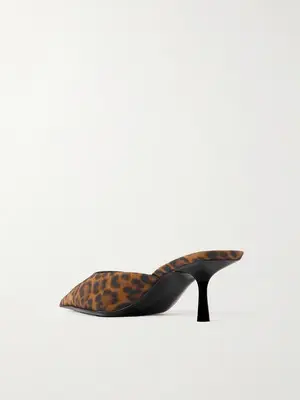 Saint Laurent Barbara Leopard-print Twill Point-toe Pumps