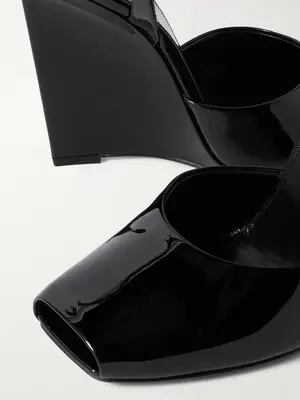 Saint Laurent La Scandale Patent-leather Wedge Sandals