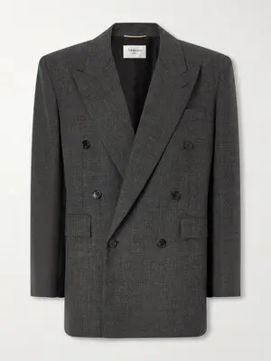 Saint Laurent Wool Double-breasted Blazer - Gray