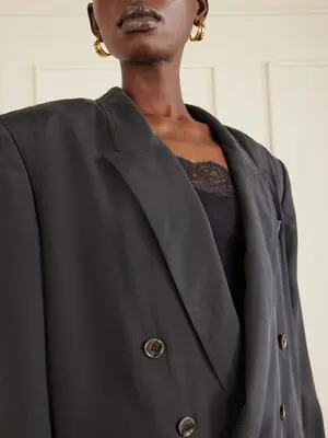 Saint Laurent Double-breasted Silk-habotai Blazer