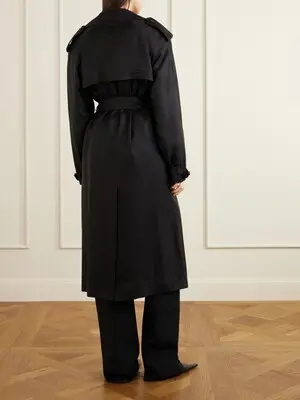 Saint Laurent Double-breasted Belted Silk-twill Trench Coat