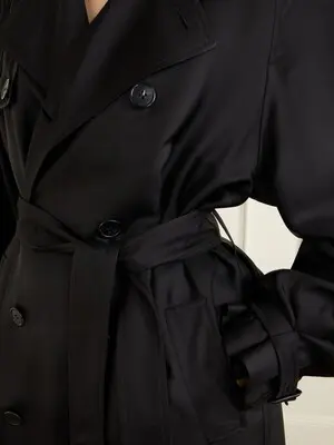 Saint Laurent Double-breasted Belted Silk-twill Trench Coat