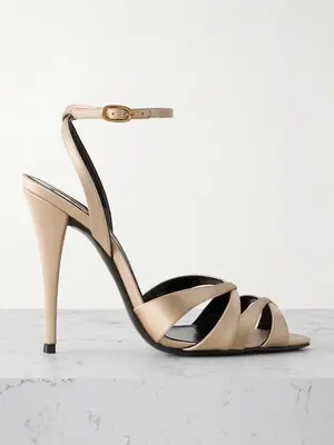 Saint Laurent Chandelle Satin Sandals - Neutrals