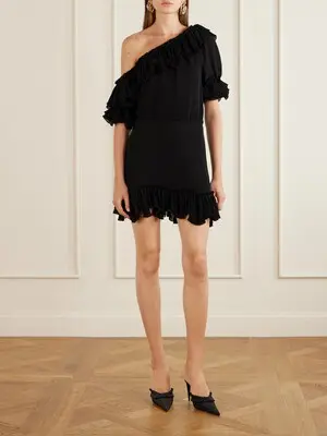 Saint Laurent Mousseline Crepe Silk Dress With Ruffles