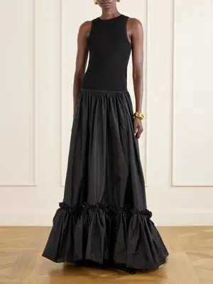 Saint Laurent Tiered Ruffled Satin Maxi Skirt