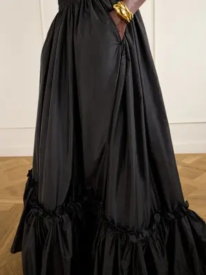 Saint Laurent Tiered Ruffled Satin Maxi Skirt
