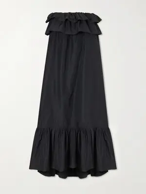 Saint Laurent Ruffled Cotton-blend Poplin Maxi Dress - Black