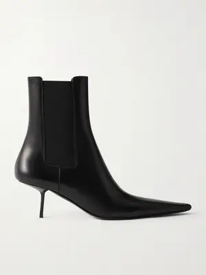 Saint Laurent Victoire Leather Ankle Boots - Black