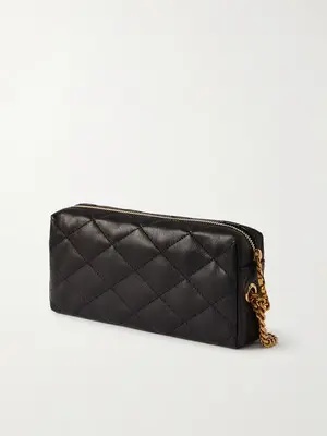 Saint Laurent Cassandre Bijou Quilted Leather Pouch With Gold-tone Wristlet