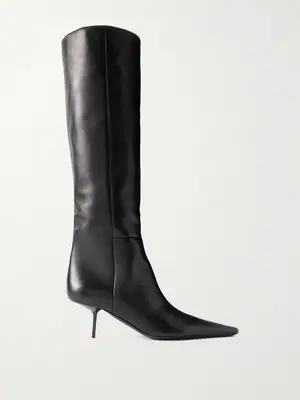 Saint Laurent Victoire Leather Knee Boots - Black